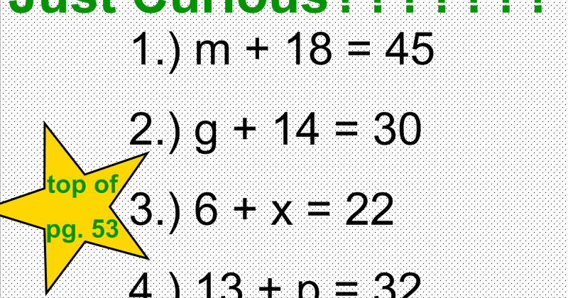 Mrs. White's 6th Grade Math Blog: EQUATIONS - INTRODUCTION TO ADDITION ...