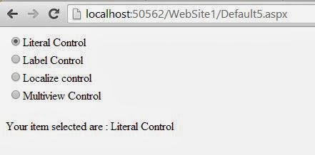 Default selection RadiobuttonList Example in ASP.NET