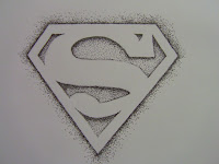 My Art: Stippling Art Superman and Batman Symbols