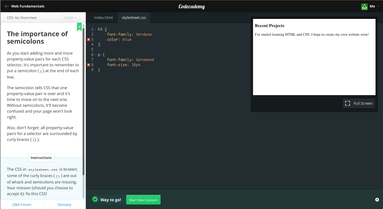 Hey, I'm Jesslyn.: Code Academy : Html & Css | CSS An Overview