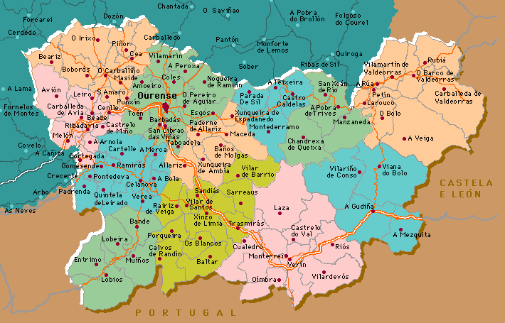 Ourense Mapa Ciudad de la Región | España mapa de la ciudad
