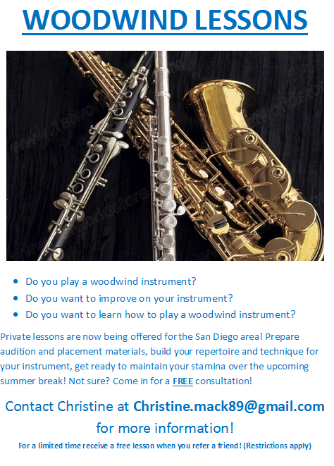 Changing Tides: Private Woodwind Lessons (Flute, Clarinet, Saxophone)