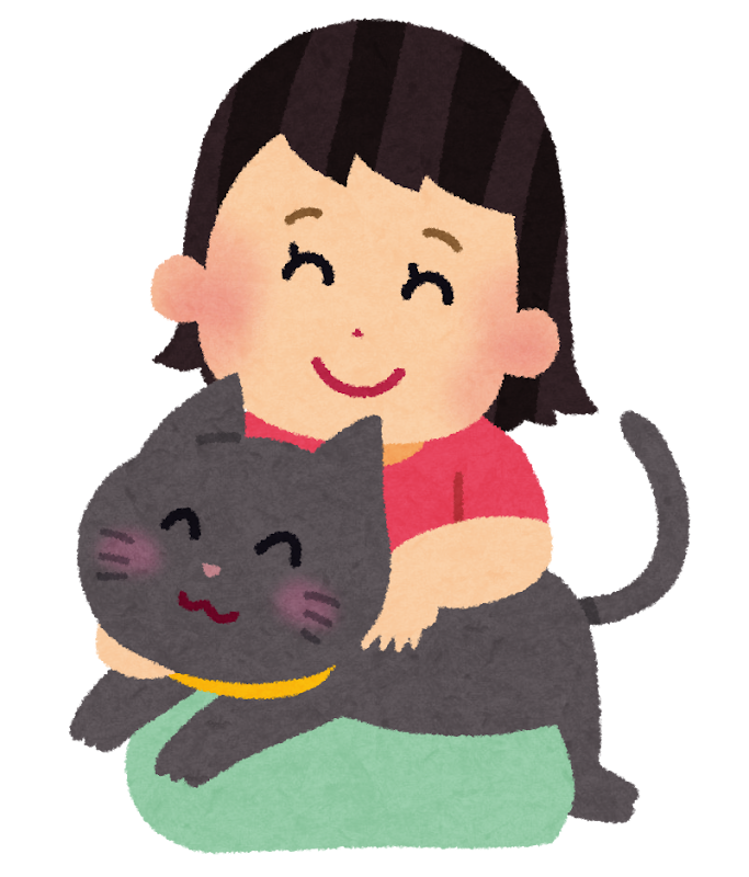 猫と女の子のイラスト（ペット） | かわいいフリー素材集 いらすとや
