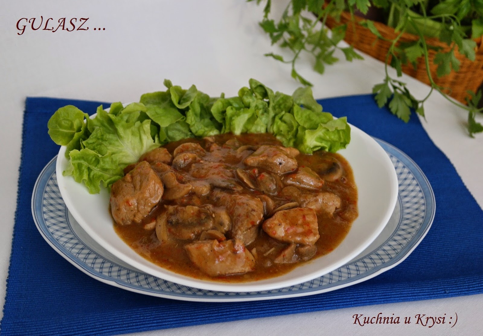 Kuchnia u Krysi : Gulasz z mięsa z szynki wieprzowej z pieczarkami i ...