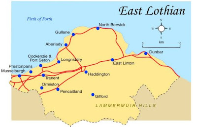 Map of East Lothian Province Area