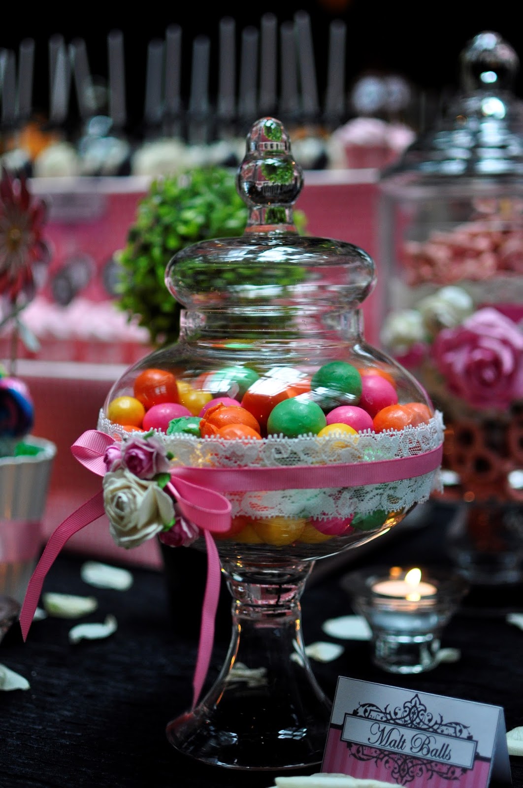 A Reception to Remember: Floral Pink Garden-themed Candy Reception