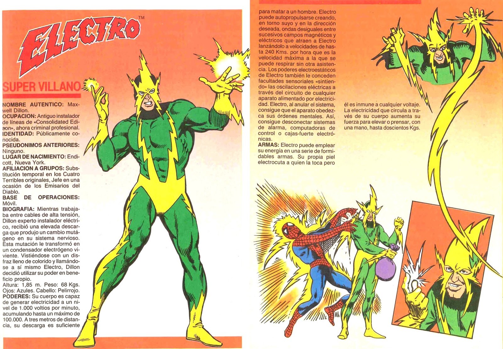 Fichas de Superheroes Marvel y DC: Electro