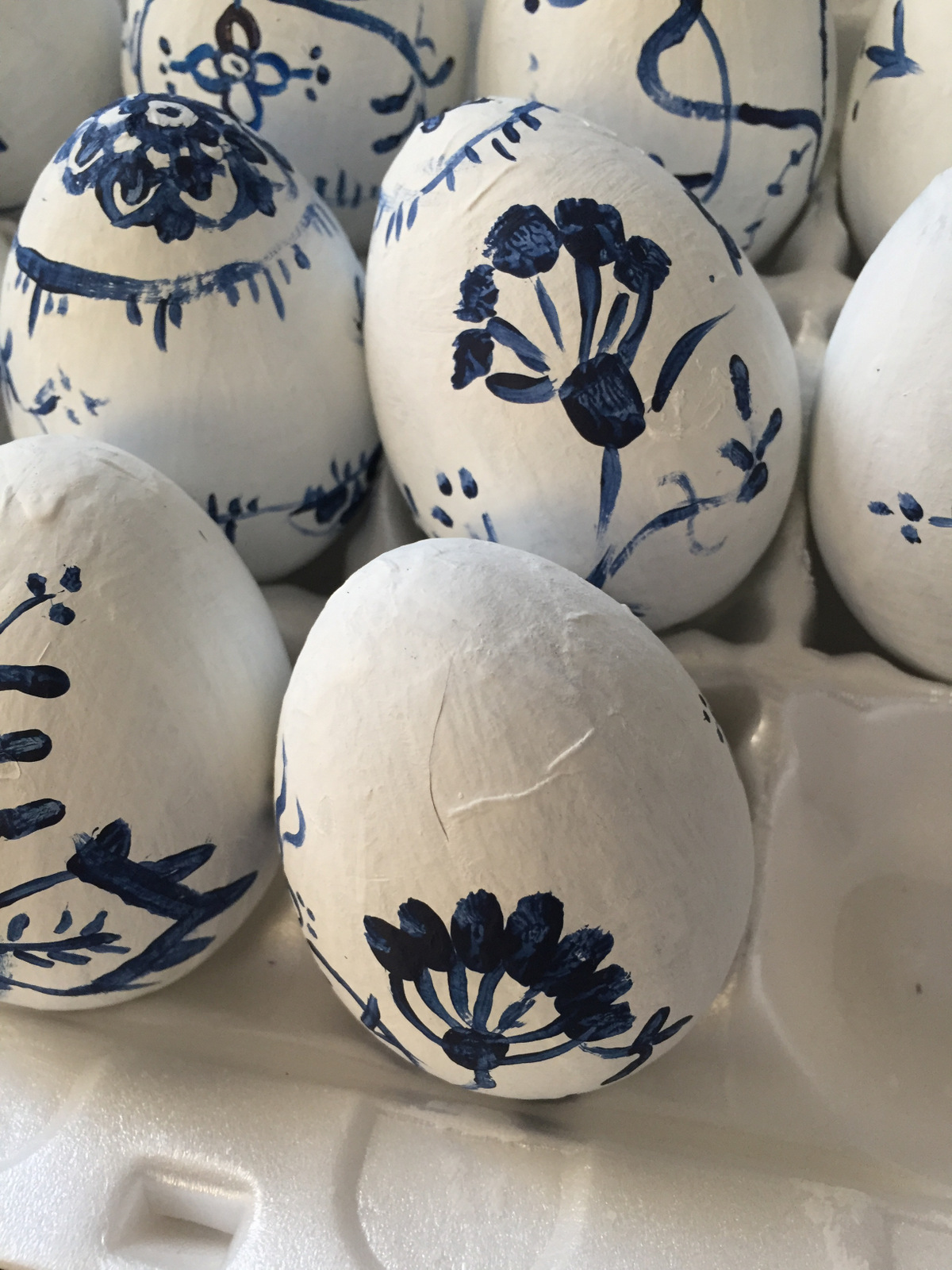 Let's Add Sprinkles: Hand Painted Blue and White Easter Eggs