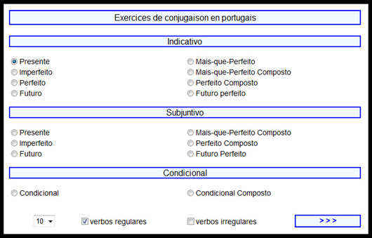 Exercices de conjugaison en portugais en ligne ~ EPFC Portugais