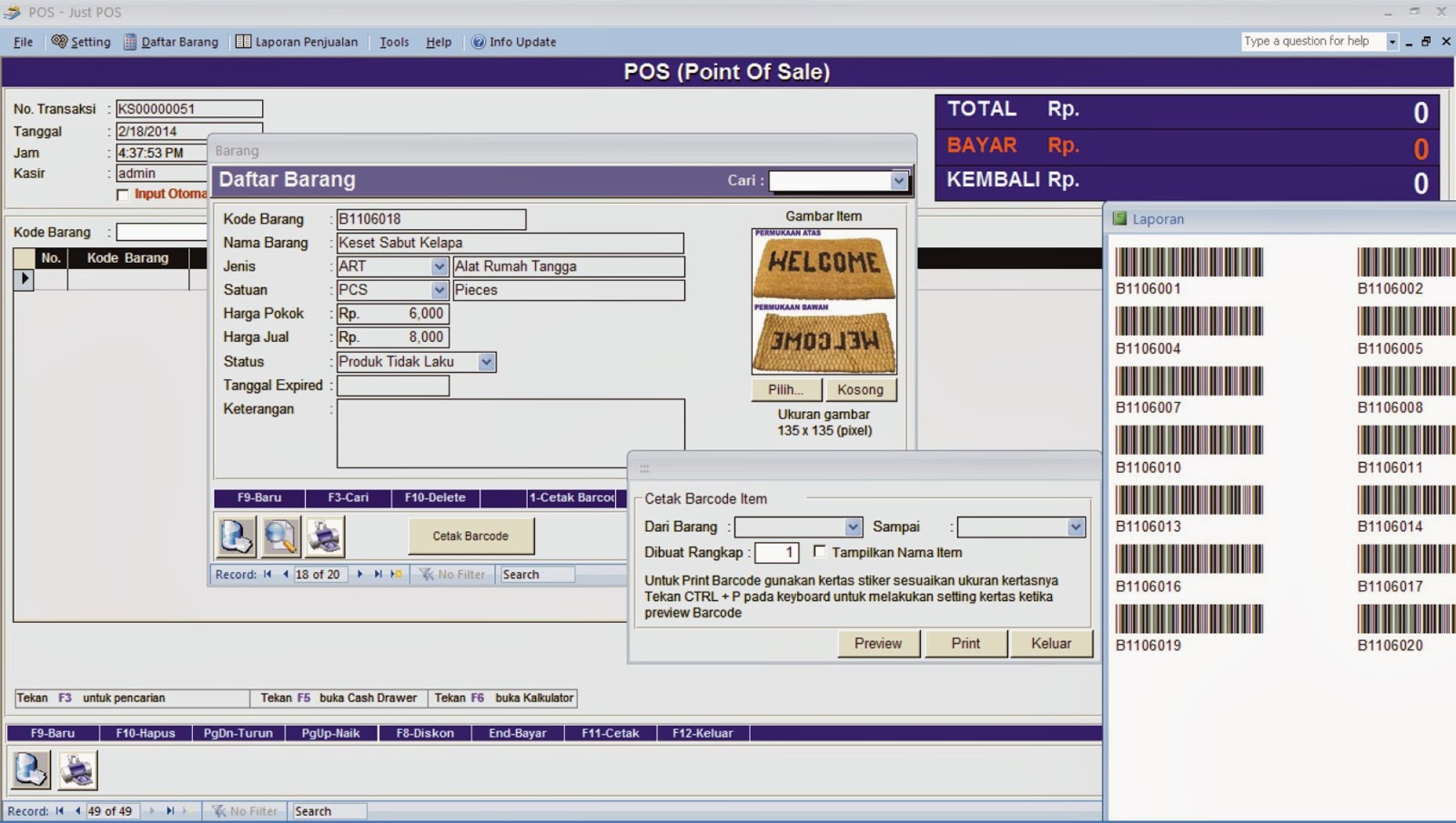 Tampilan program kasir kredit - qlerogreen