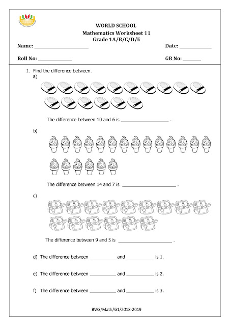 Birla World School Oman: Homework for Grade 1 as on 18/12/2018