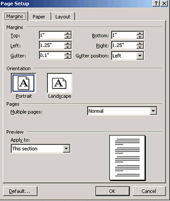 MS Word 2003 Test ~ Test Answers