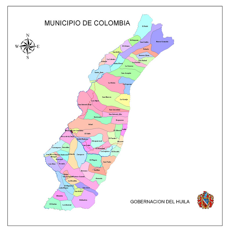 Noticias, Arte, Cultura y Turismo: MAPA COLOMBIA HUILA