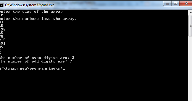 CODE 222: Counting the even and odd numbers in an array using arrays in ...