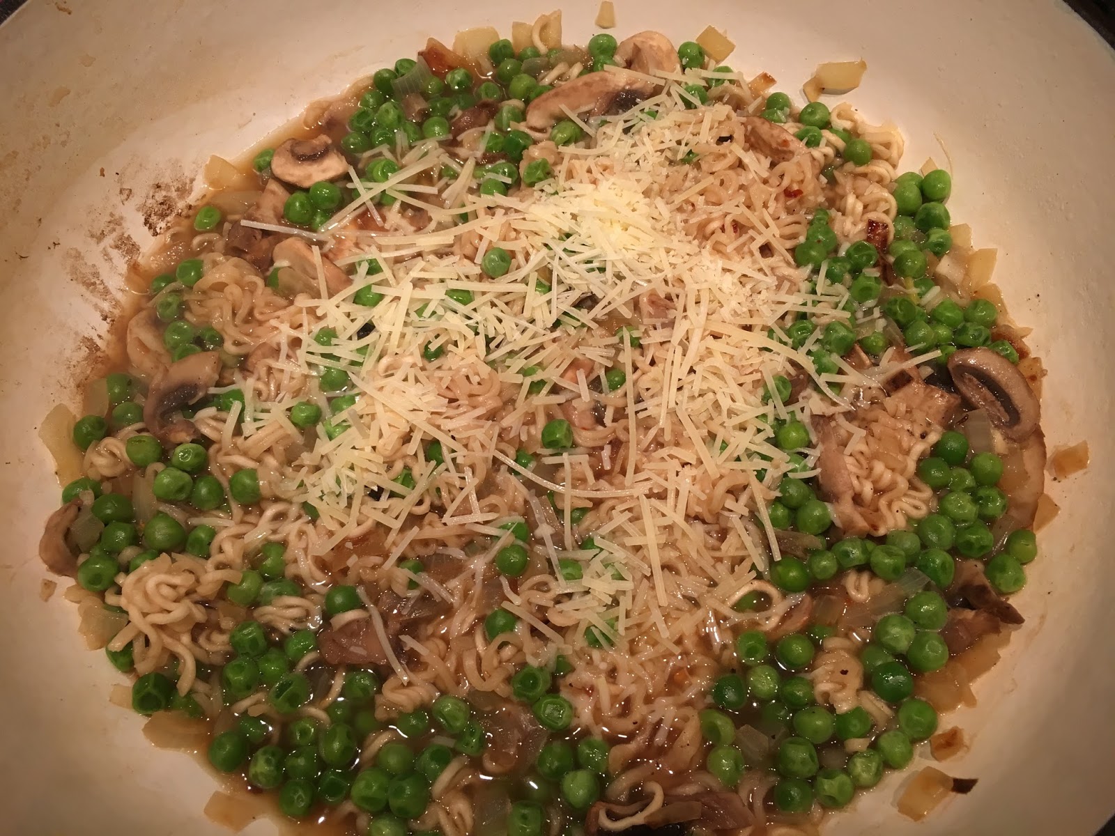 Cooking with Barry & Meta: Pea and Mushroom Ramen "Risotto"