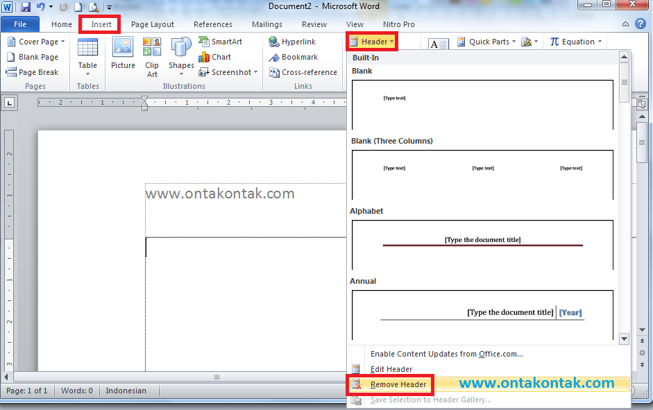 Cara Membuat Teks Header Dan Footer Di Word