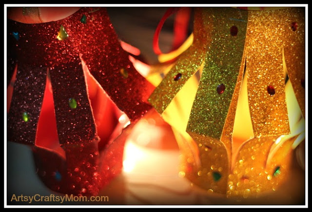 DIY Glitter Paper Table Lanterns - Artsy Craftsy Mom