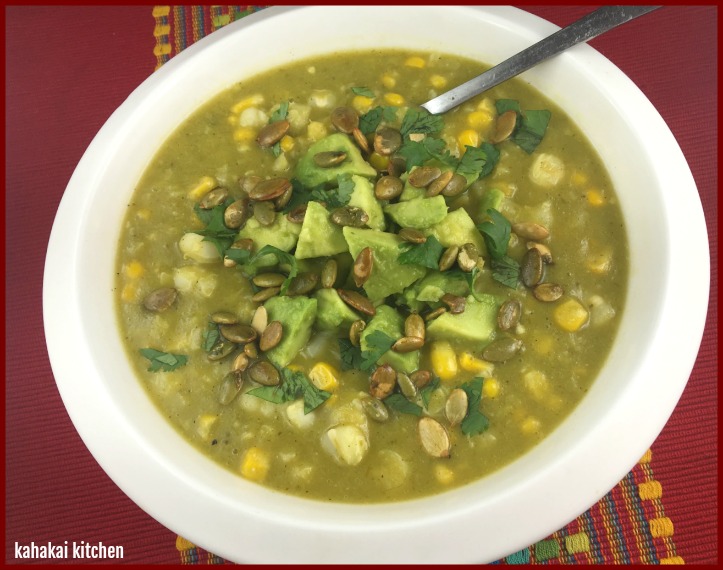 Kahakai Kitchen: Emerald Corn Chowder with Roasted Tomatillos and ...