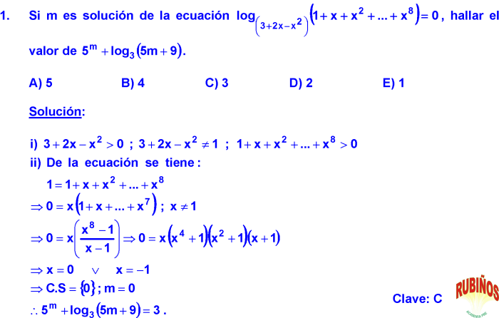ECUACIONES LOGARITMICAS PROBLEMAS RESUELTOS