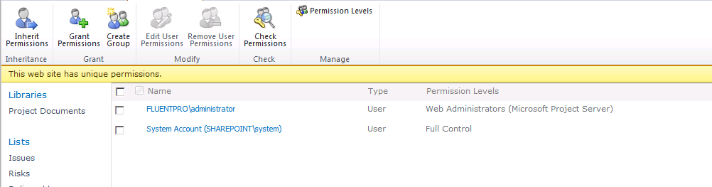Strange bug with Project Site permissions for team members - Microsoft ...