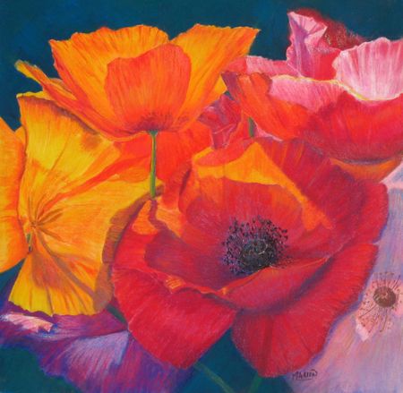 Marion's Floral Art Blog: Poppy Medley in triplicate - poppy paintings ...