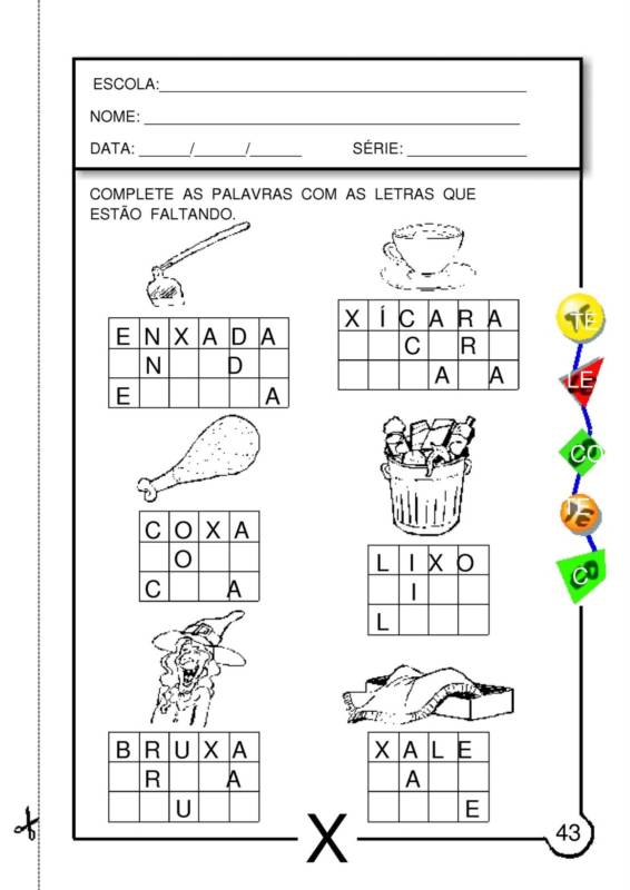 ENSINANDO E APRENDENDO COM A PROFª ANA ALICE: ATIVIDADES COM A LETRA X