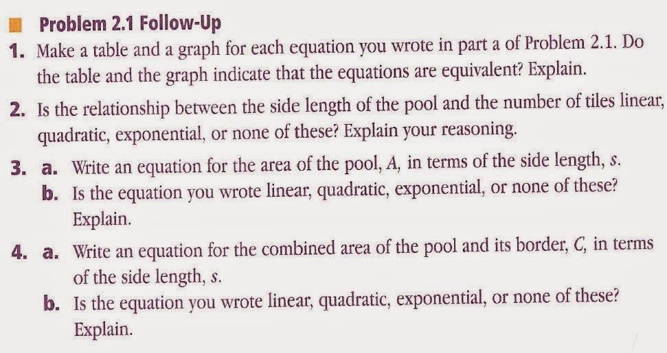 8th Grade - Carbajals Math class: 2.1 Tiling Pools