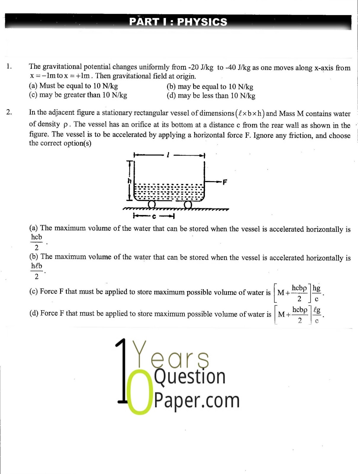 IIT | 10 Years Question Paper