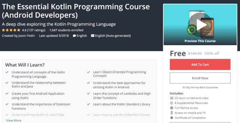 [100% Off] The Essential Kotlin Programming Course (Android Developers ...