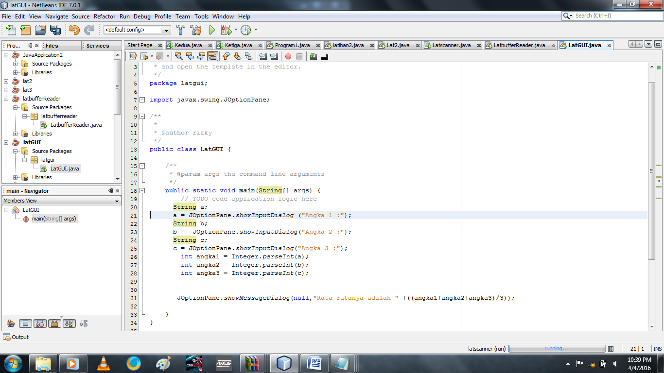 V-Class Java ( Input dari Keyboard) | Yusuf