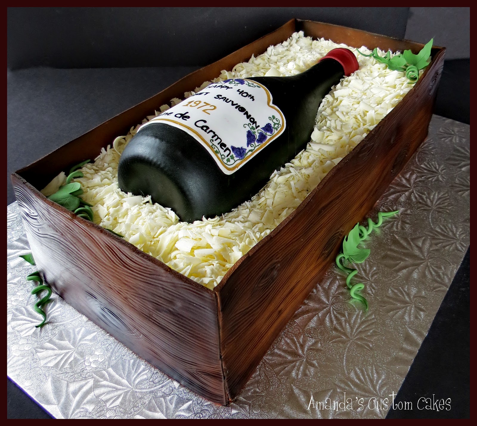 Amanda's Custom Cakes: Wine Bottle in a Crate cake