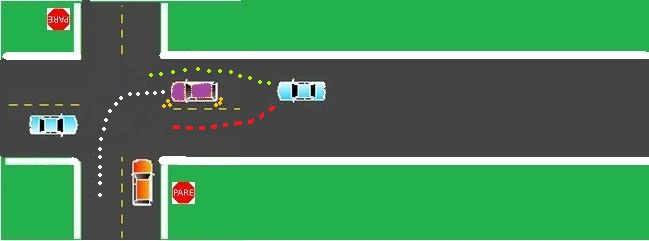 Cuidados com a Conversão a esquerda. | Eu estou dirigindo.