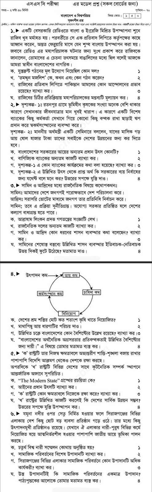 JSC Bangladesh and Global Studies Model Question - 04