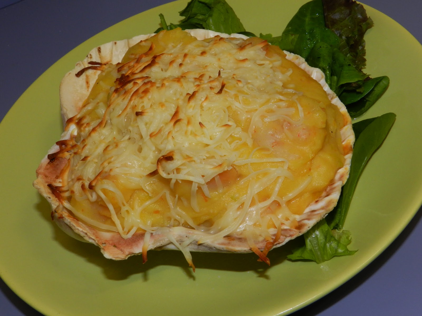 La cocina de Vifran: Conchas rellenas de puré de patata y gambas