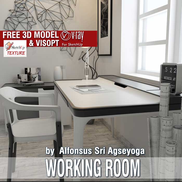 Free Sketchup 3D Model Working Room Together With Vray Visopt ...