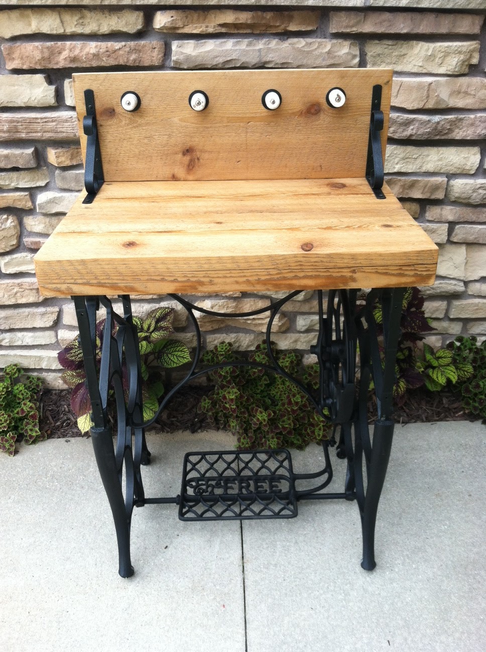 Then and Again Furnishings: Unique Table with Cast Iron Treadle Base