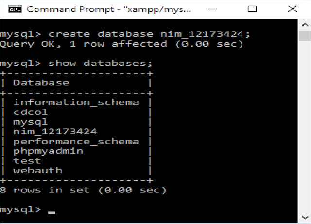 Cara membuat database dan mengoperasikan MYSQL di CMD (command prompt)