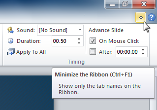POWERPOINT 2010: To Minimize and Maximize the Ribbon: