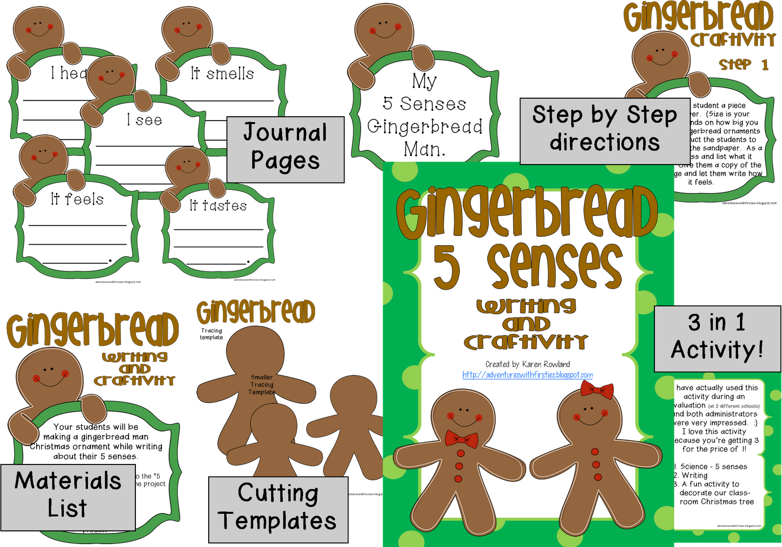Adventures With Firsties: Gingerbread 5 Senses Writing and Craftivity!