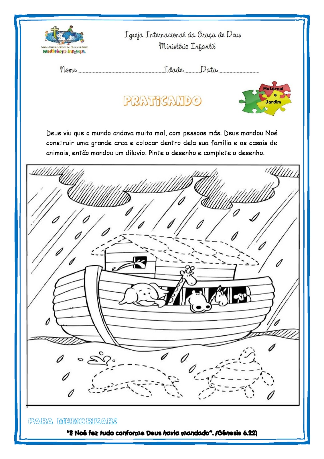 Crianças que Vencem - Cascavel: Atividade Segunda: Gênesis - a viagem ...