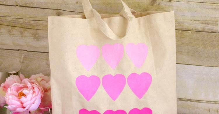 365 Designs: Valentine's Day Heart Canvas Tote Bag with Printable Stencil