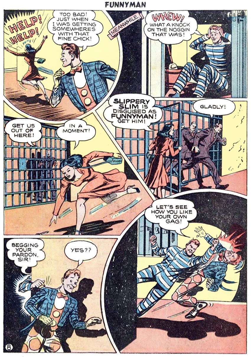 Pappy's Golden Age Comics Blogzine: Number 1231: Funnyman — tragic, man!