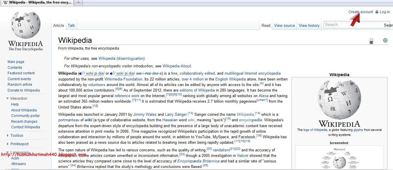 Husnul Blogger: Langkah-Langkah Membuat Akun Wikipedia