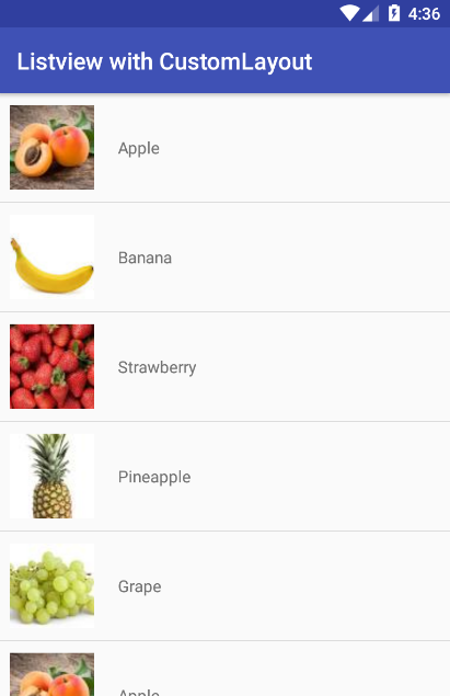Listview with Custom Layout in Android Example |Android App Development ...