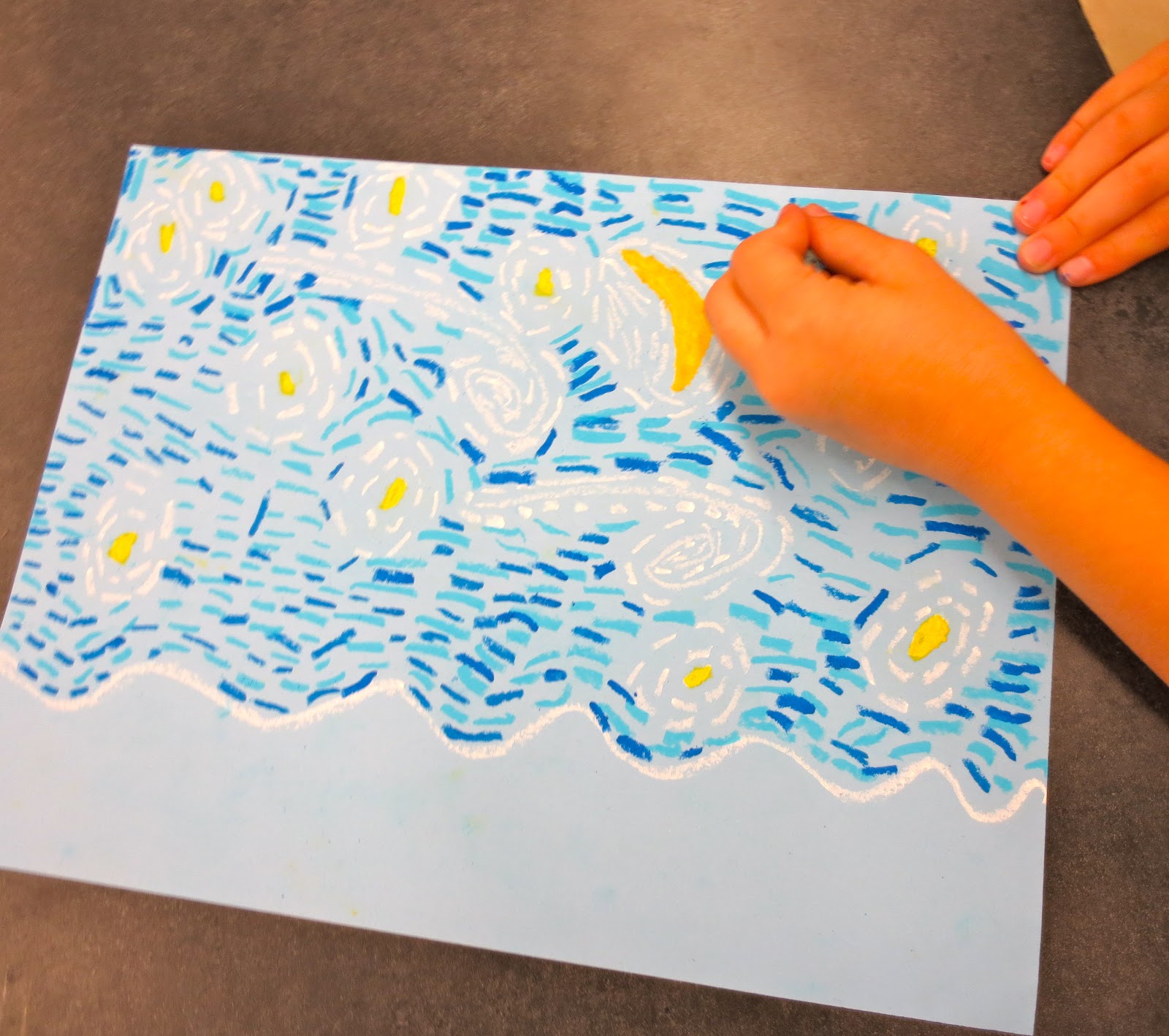 Zilker Elementary Art Class: 1st Grade Starry Night Over Austin