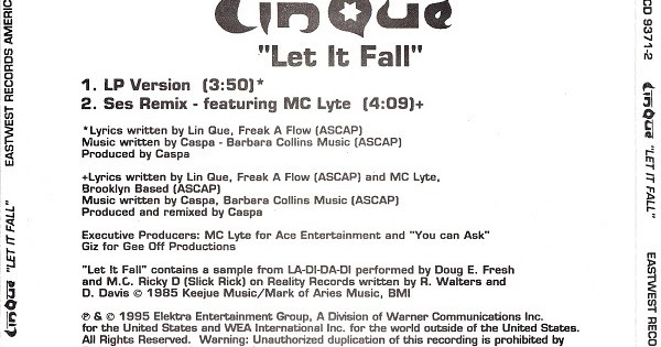 Raise The Levels Of Da Boom: Lin Que - Let It Fall - CD Promo - 1995