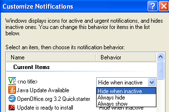 Steps on How To Hide Icon on Taskbar in Windows XP