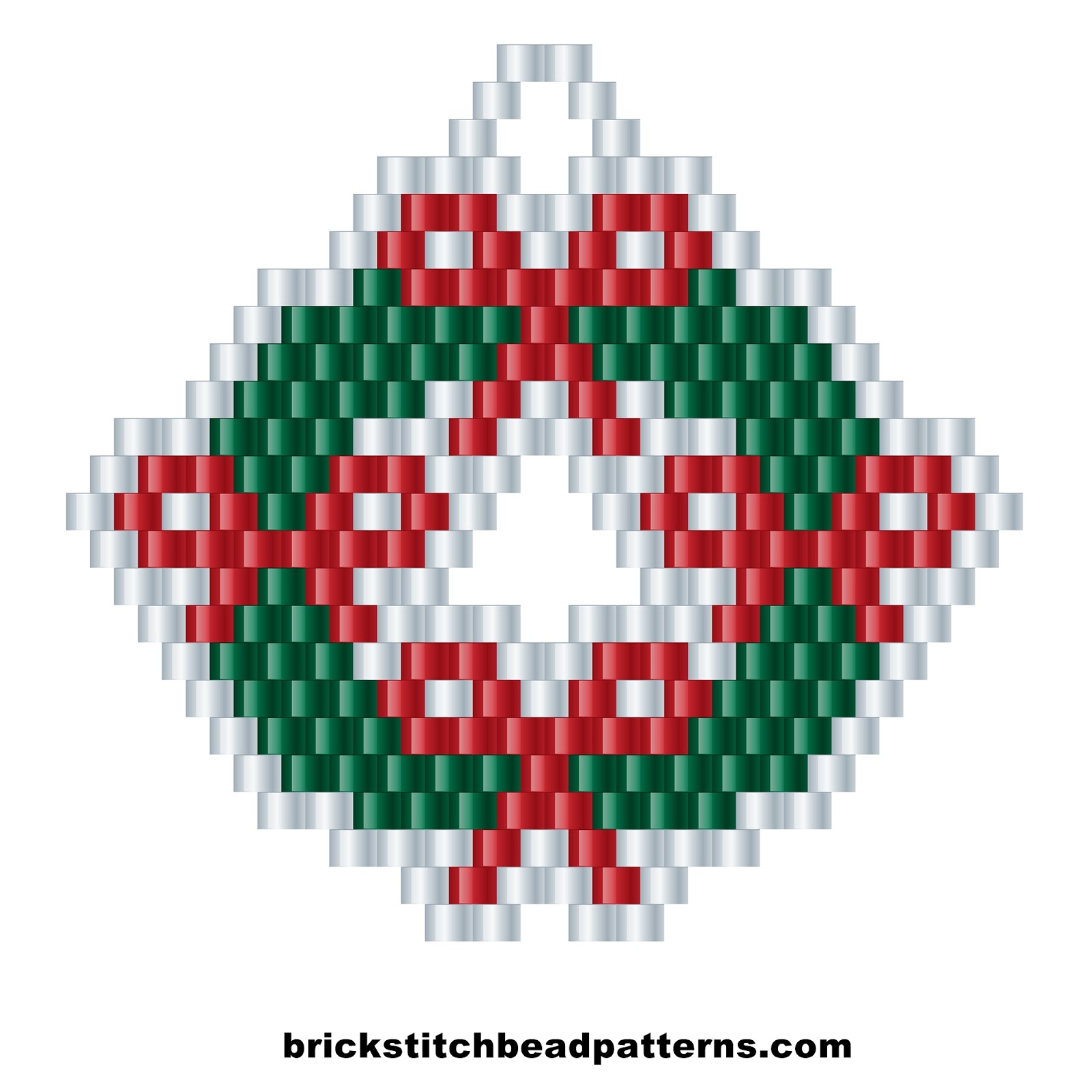 Brick Stitch Bead Patterns Journal: Christmas Ribbon Wreath Earring ...