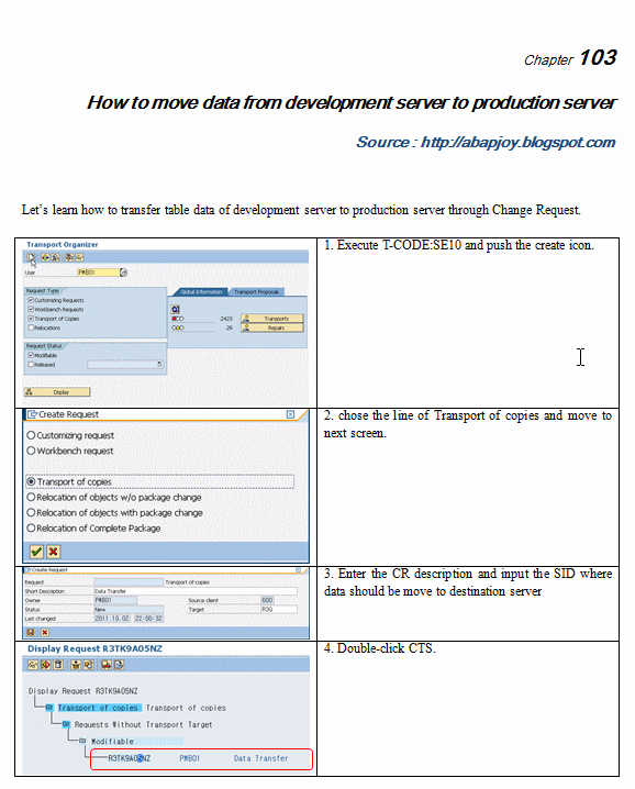 ABAP Tip Note: ABAP TIP - How to move data from development server to production server