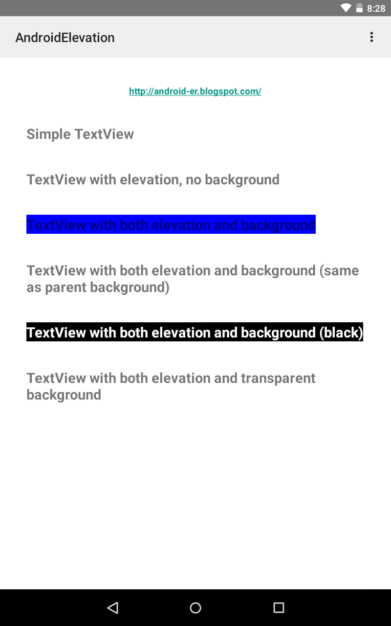 Android-er: Try android:elevation on TextView